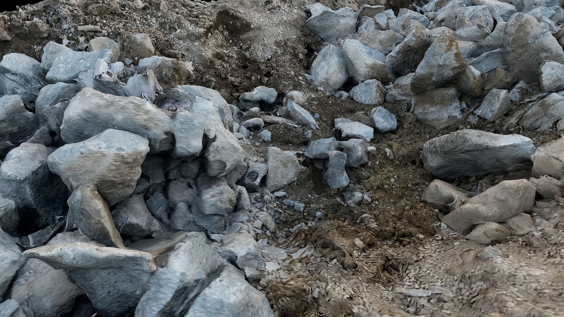 Gravel Rock Pit 01 - 3D Photogrammetry Model Scan Of Wet Gravel With ...