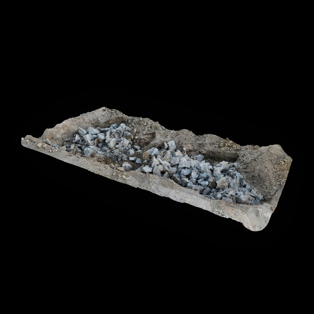 Gravel Rock Pit 01 - 3D Photogrammetry Model Scan Of Wet Gravel With ...