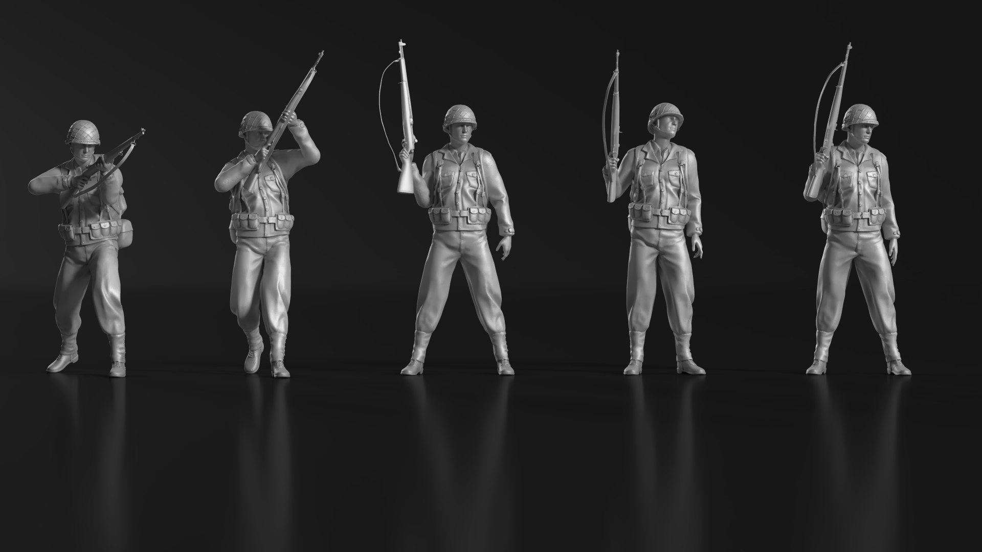 3D Model WWII Soldier Set 03 - TurboSquid 2148884