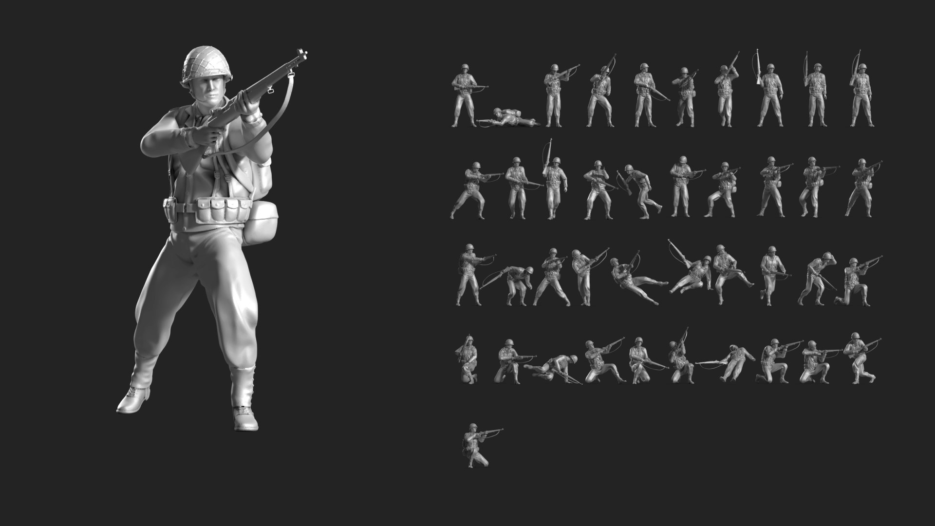 3D Model WWII Soldier Set 03 - TurboSquid 2148884