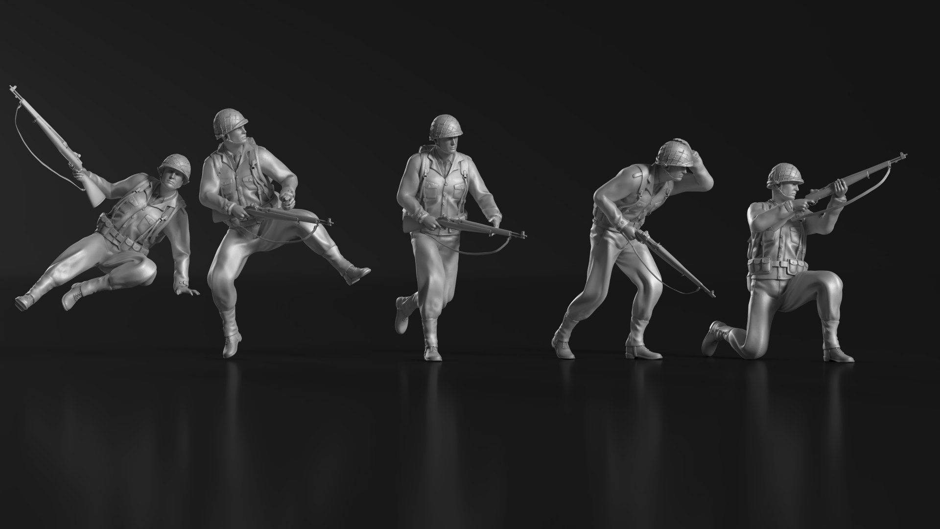 3D Model WWII Soldier Set 03 - TurboSquid 2148884