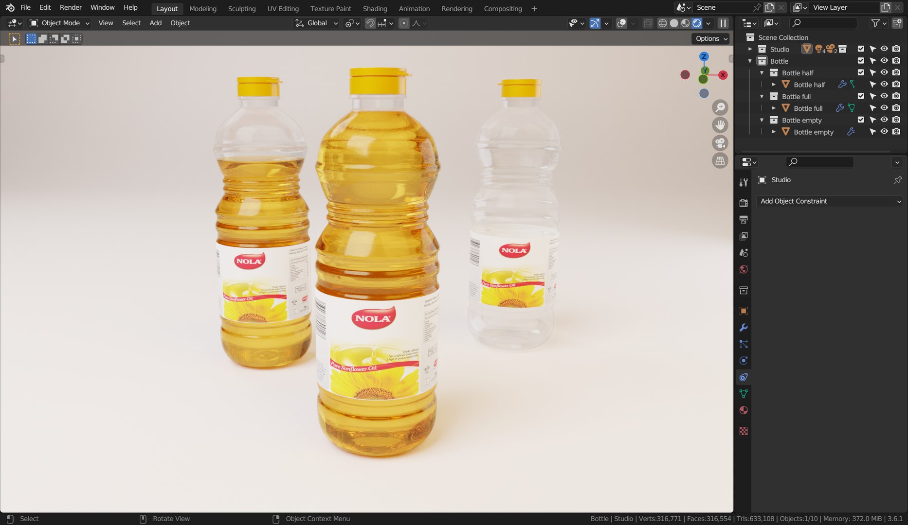 Sunflower Cooking Oil Bottle 3D Model - TurboSquid 2259768