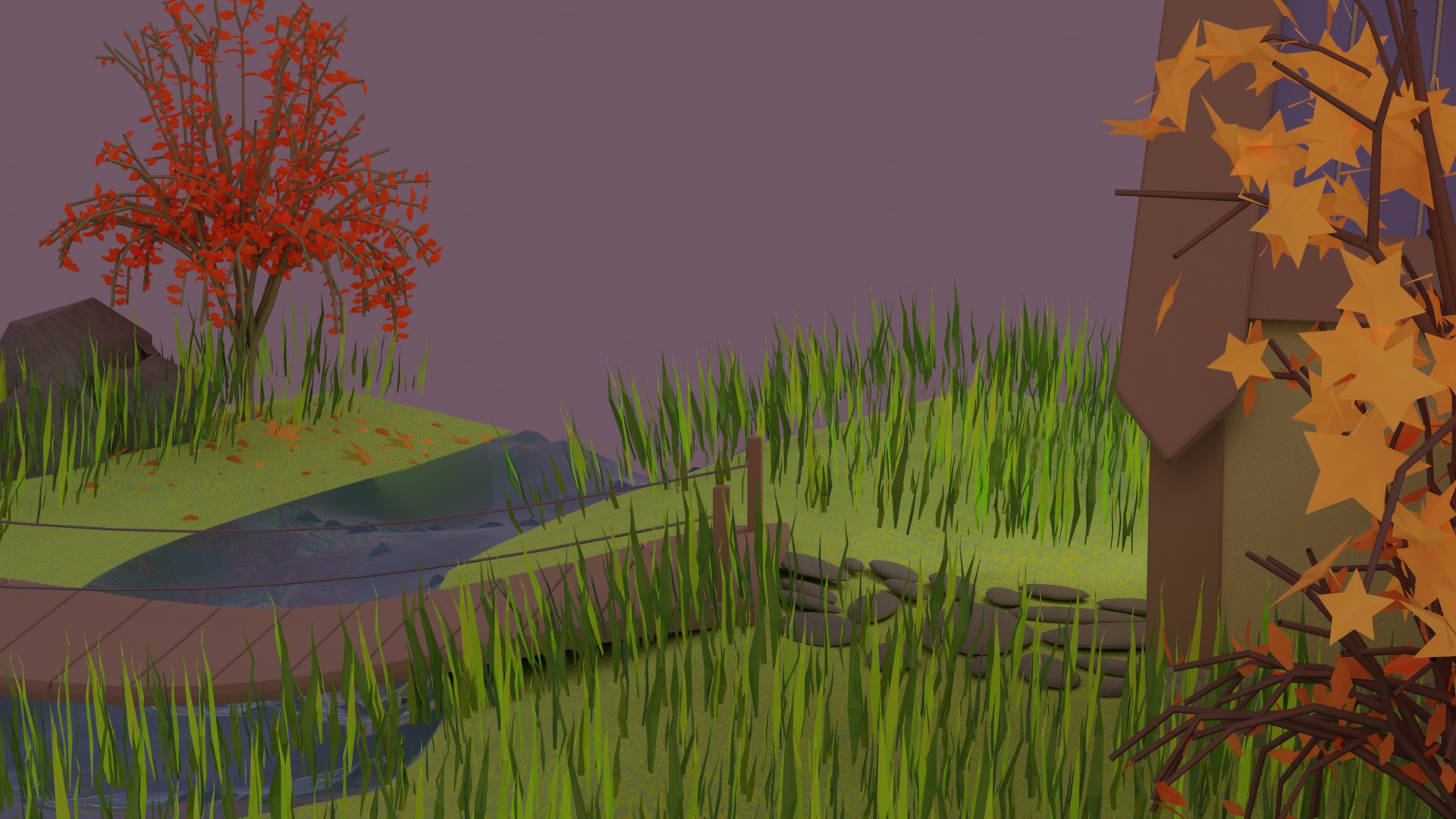 3D Autumn House Low Poly Model - TurboSquid 1787417