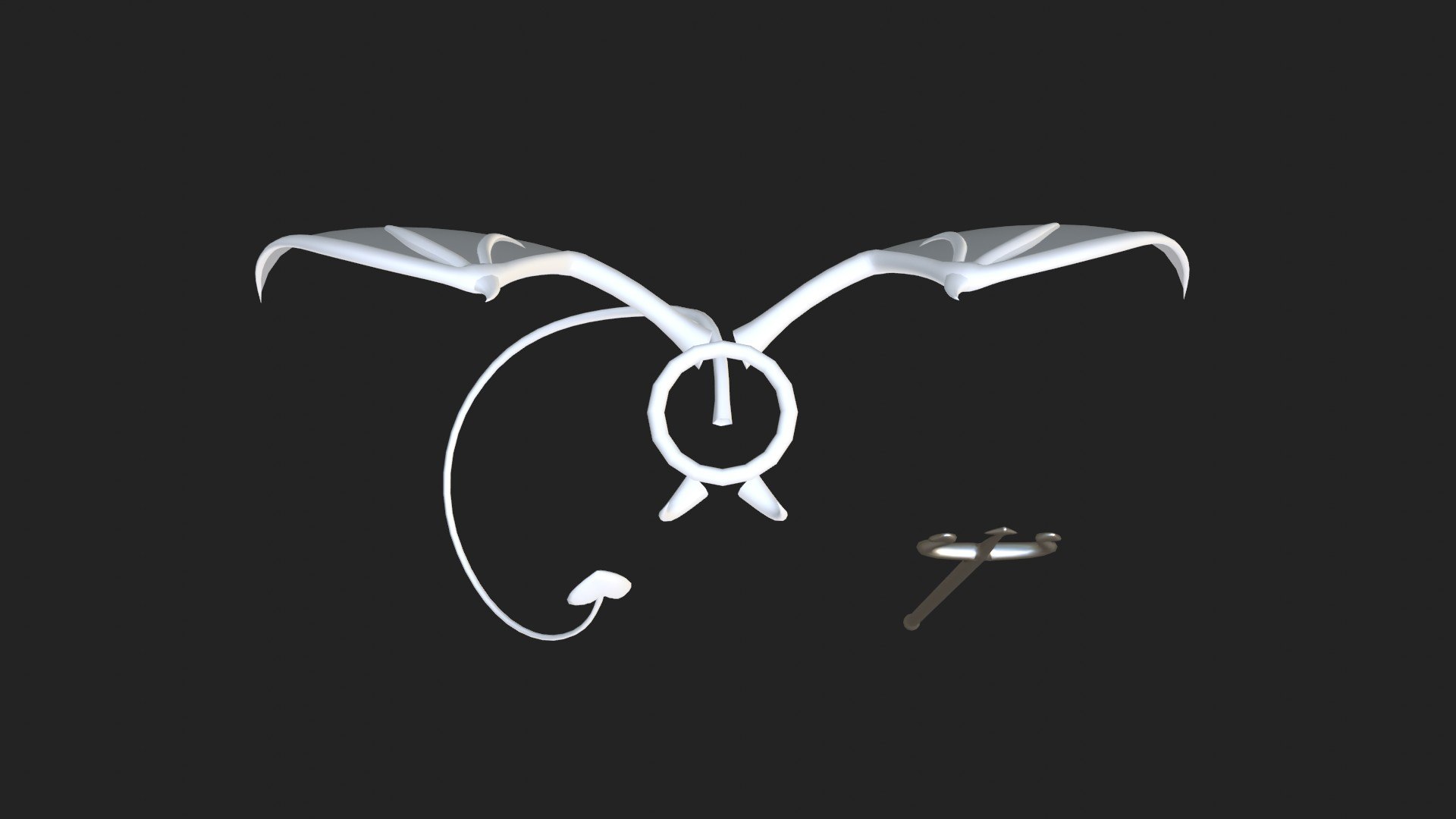 3D Devil Horns Trident Halo Evil Angel Wings - Low Poly Model ...