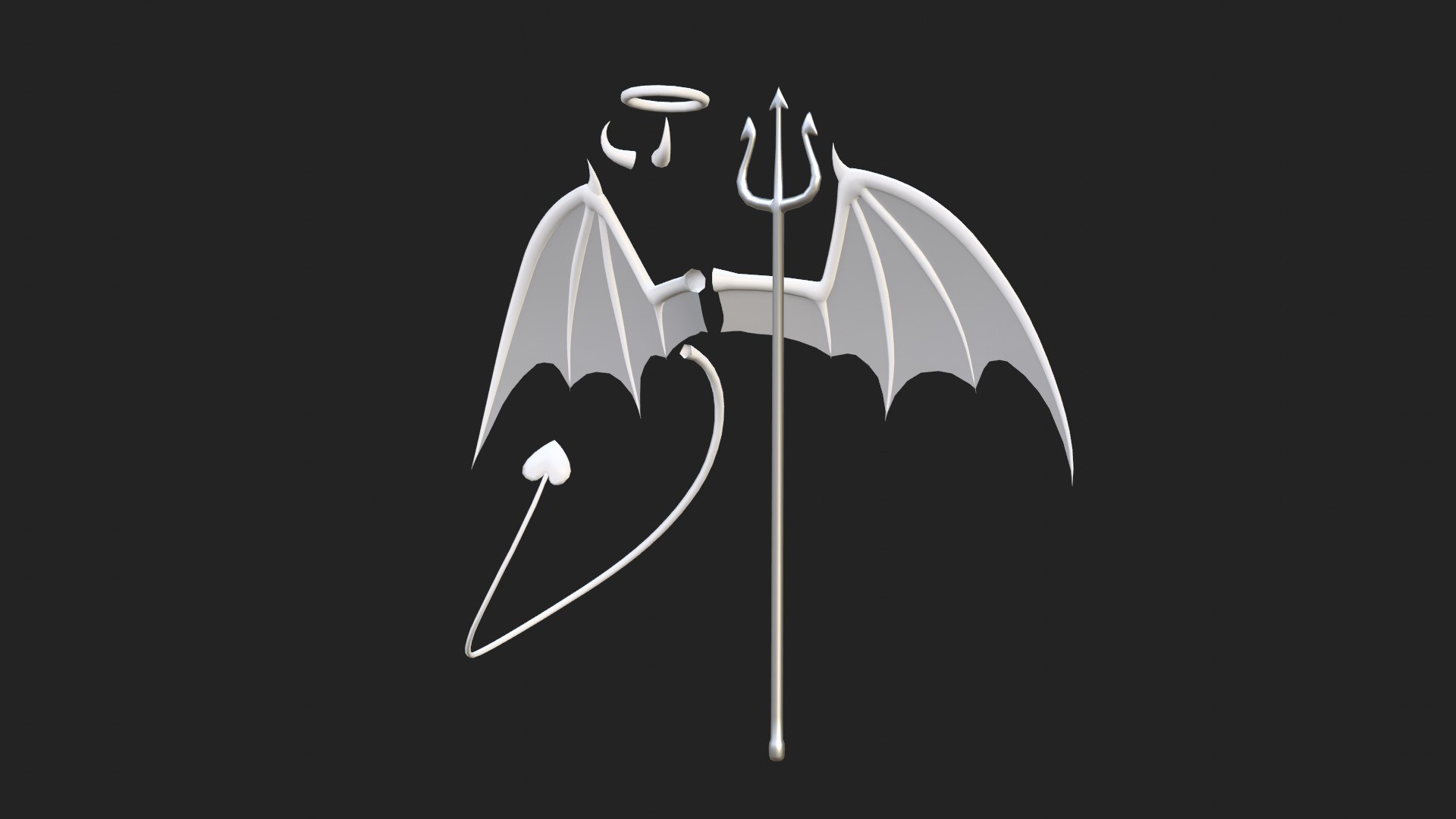 3D Devil Horns Trident Halo Evil Angel Wings - Low Poly Model ...