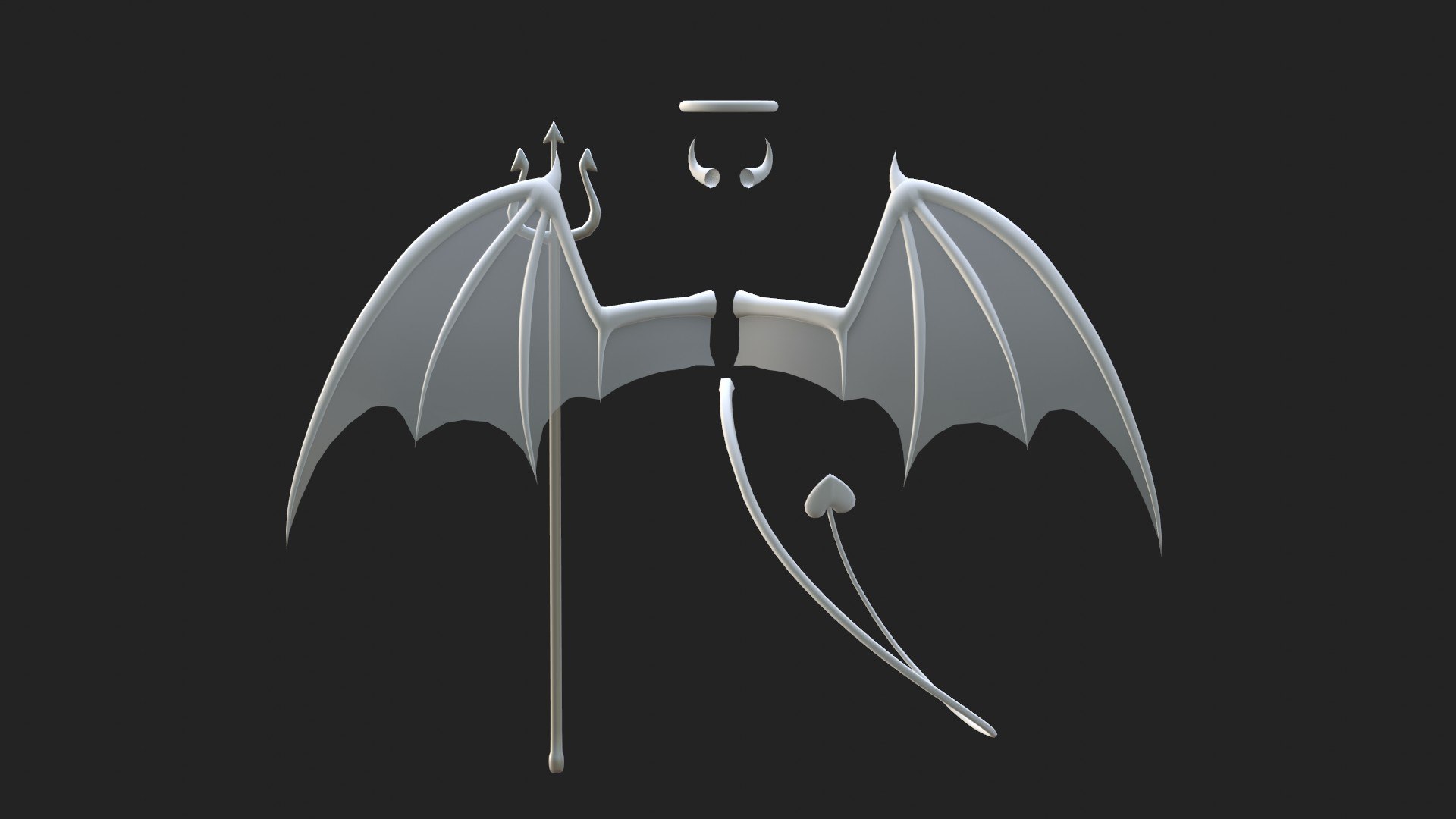 3D Devil Horns Trident Halo Evil Angel Wings - Low Poly Model ...