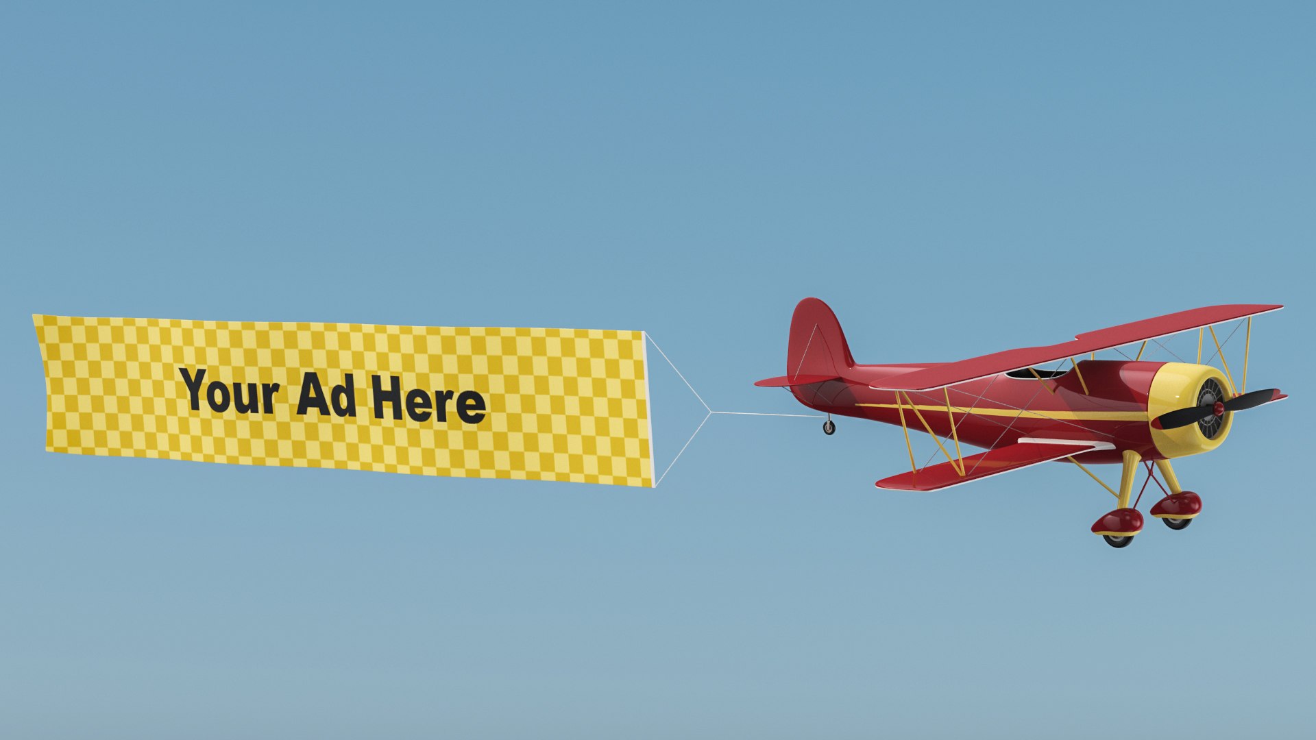 Biplane With Advertising Banner 01 3D Model - TurboSquid 1828209