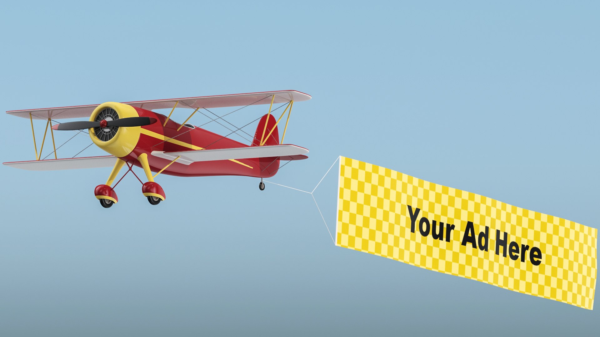 Biplane With Advertising Banner 01 3D Model - TurboSquid 1828209