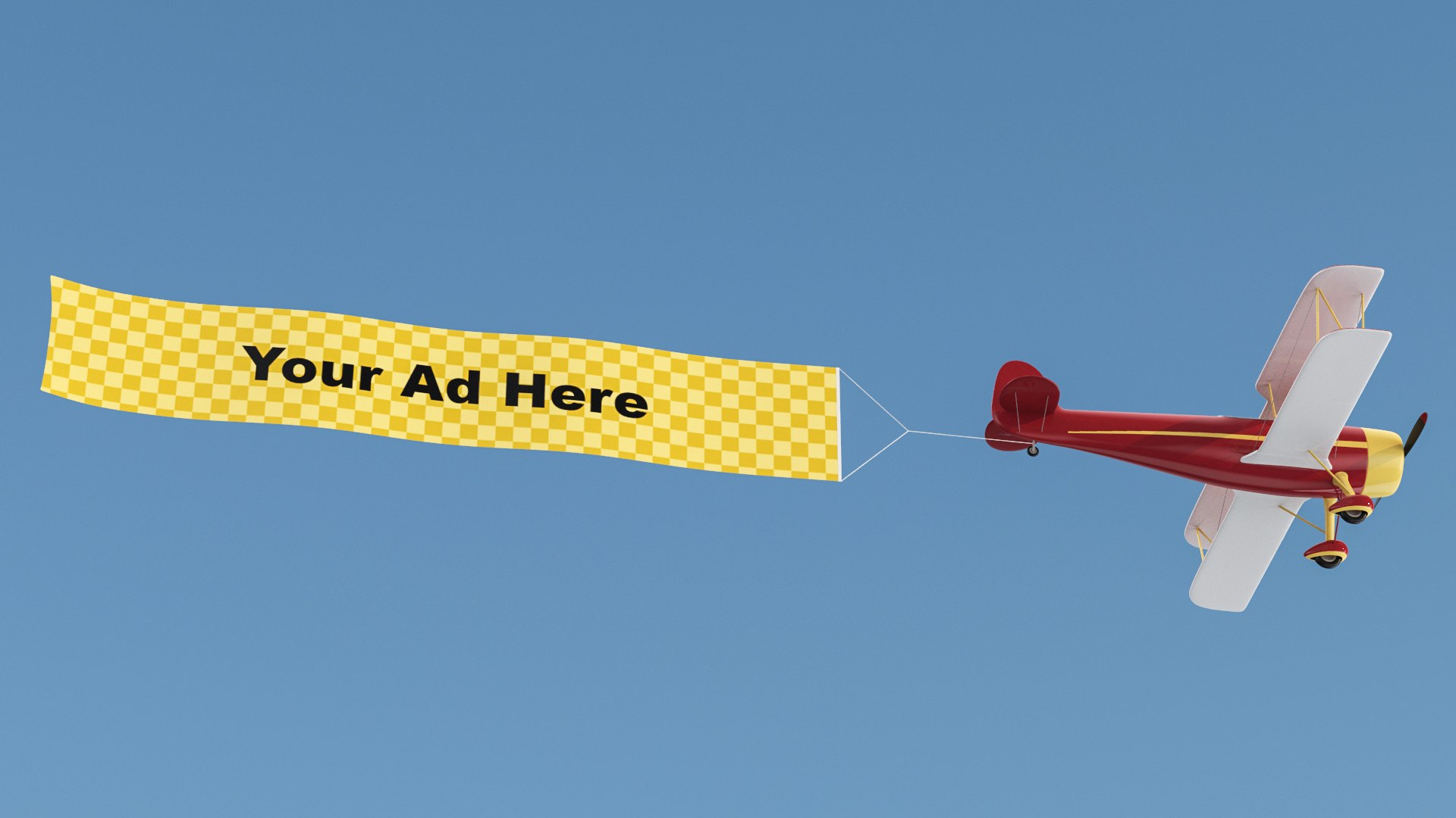 Biplane With Advertising Banner 01 3D Model - TurboSquid 1828209