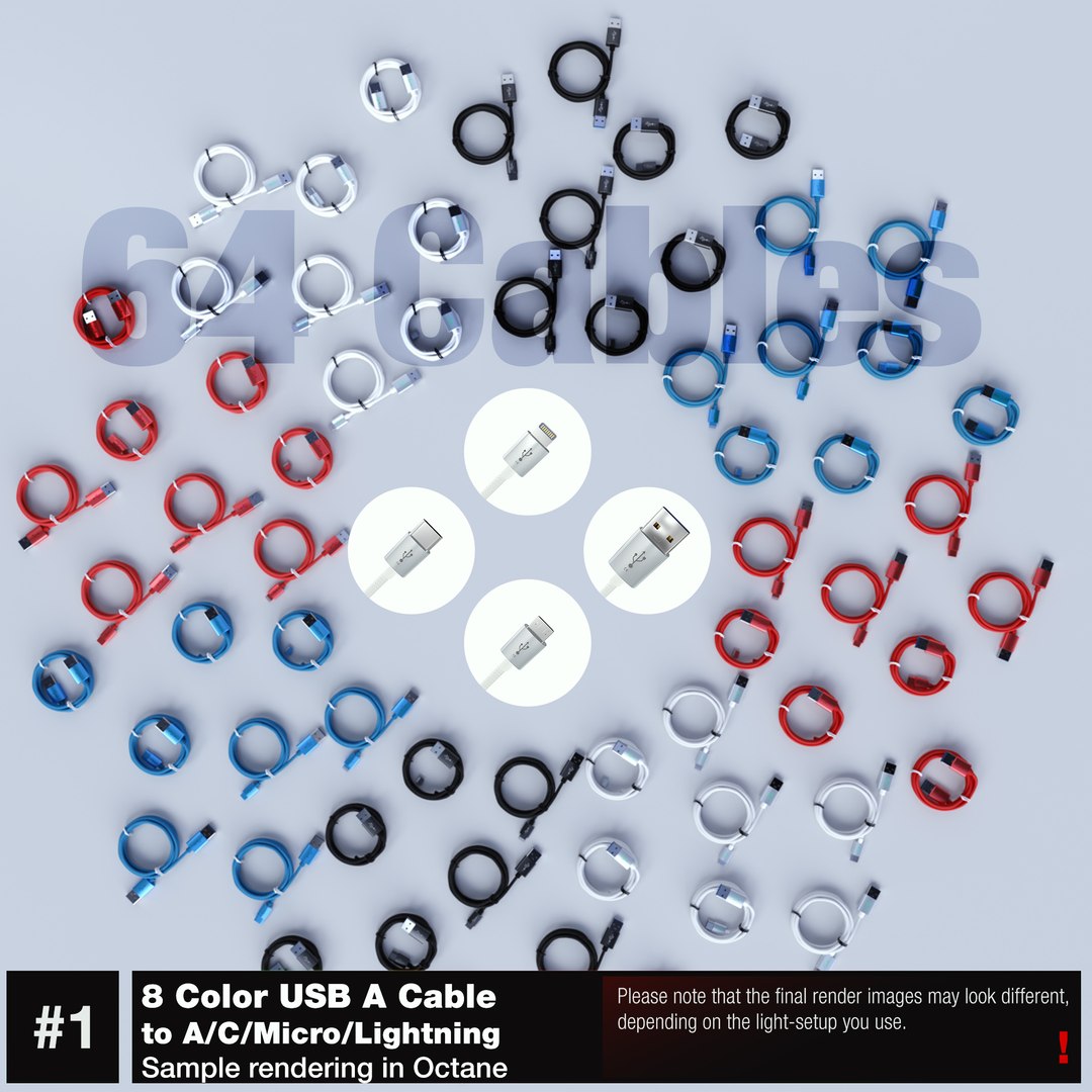 Cable micro lightning 8 model - TurboSquid 1612181