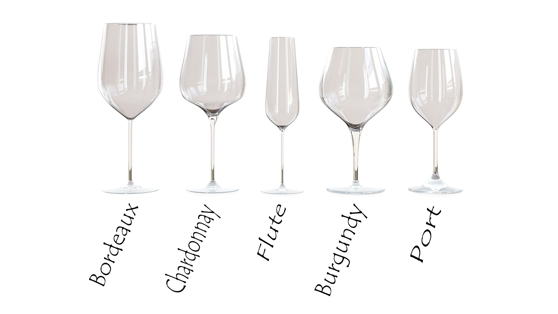5 Wine Glasses - Pack 3D Model 3D - TurboSquid 2082866
