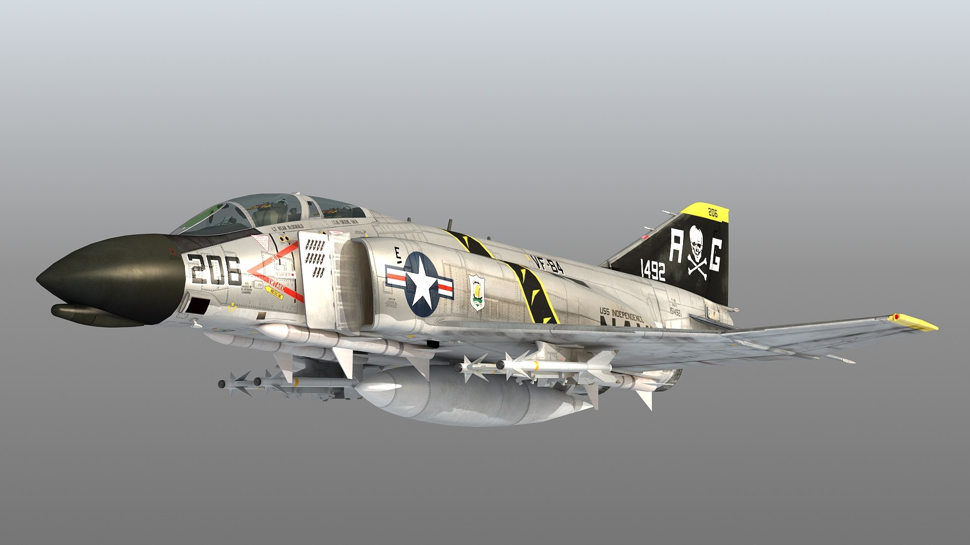 F4 B Navy Phantom II Jolly Rogers VF-84 USS Independence 3D model ...