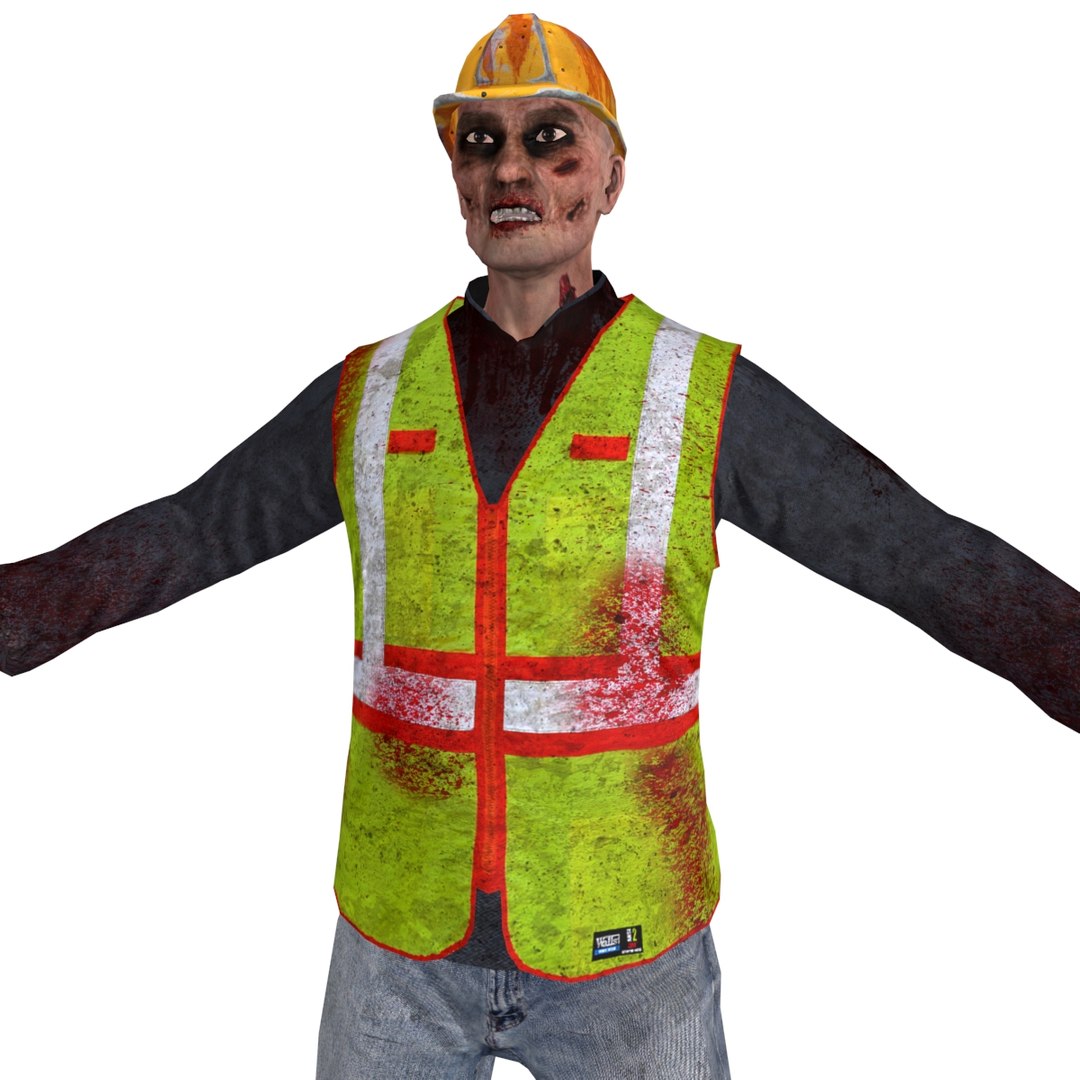 3d model rigged worker zombie 3