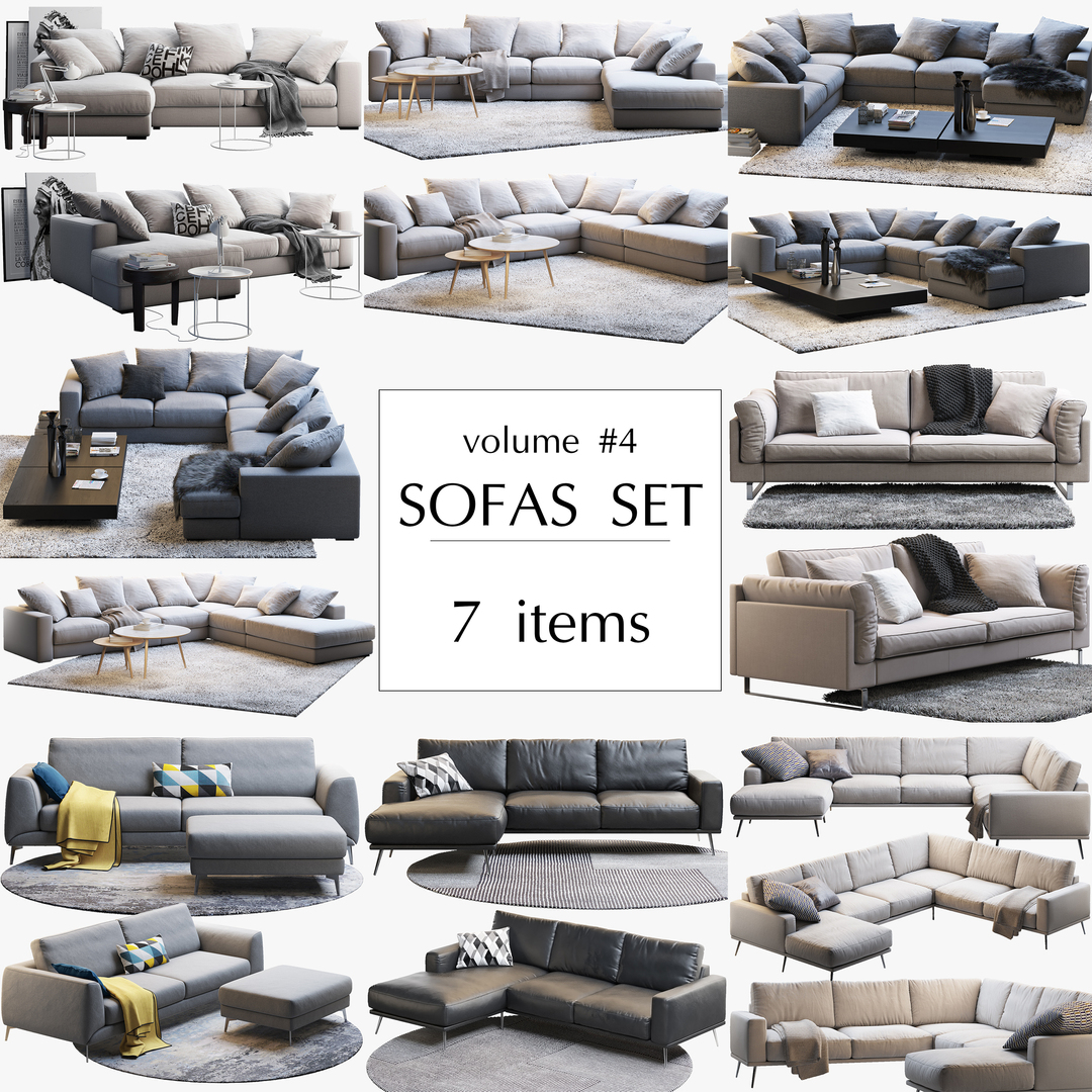 3D boconcept 7 sofas set - TurboSquid 1289262