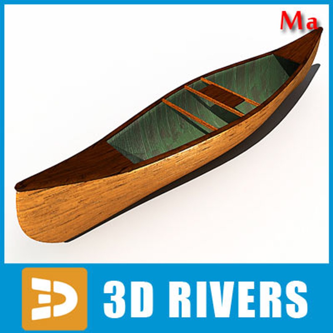 3d wooden canoe model