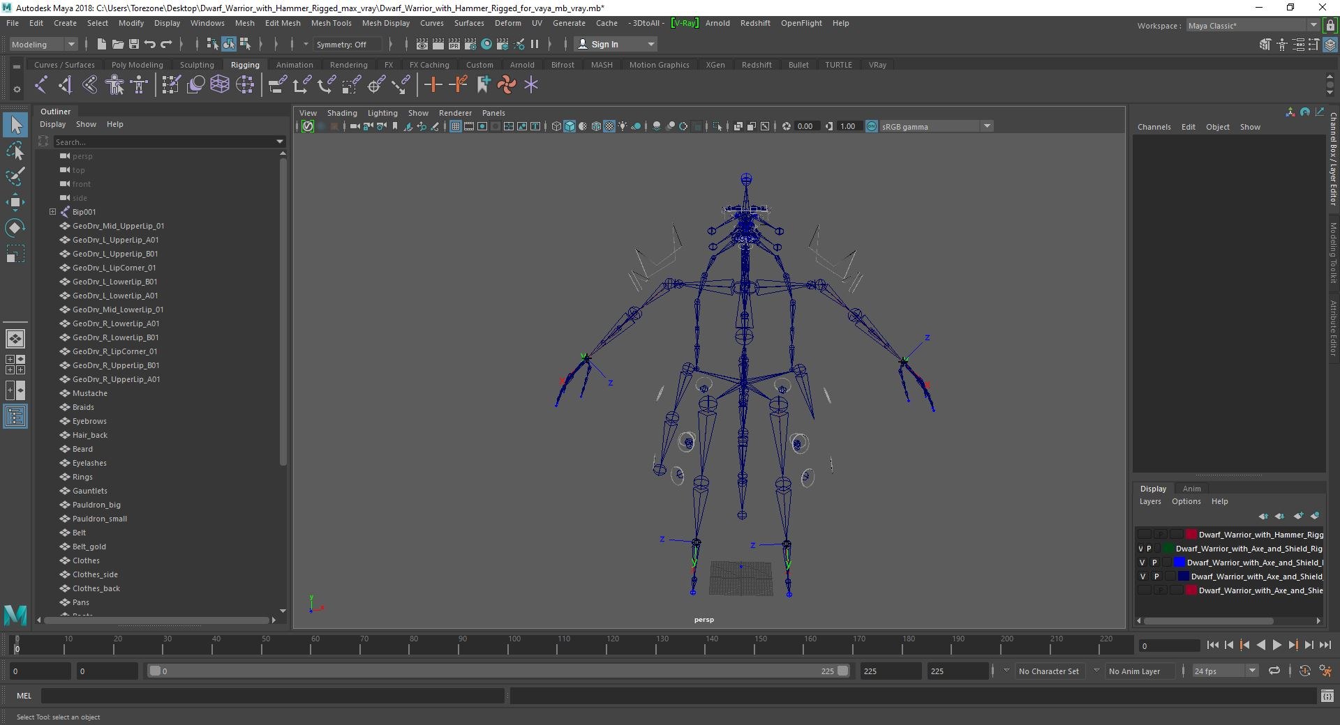 3D Dwarf Warrior With Hammer Rigged For Maya Model - TurboSquid 2416635