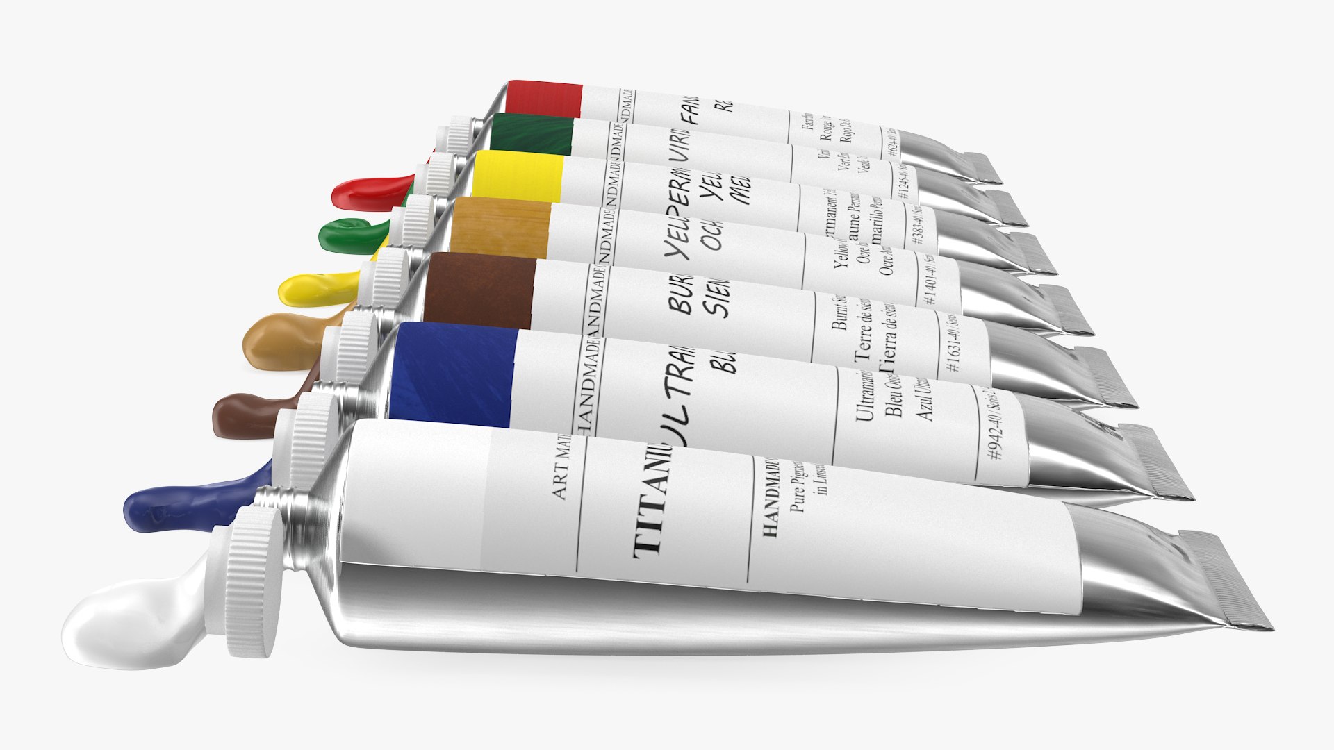 3D Opened Oil Paint Tubes Set - TurboSquid 1828556