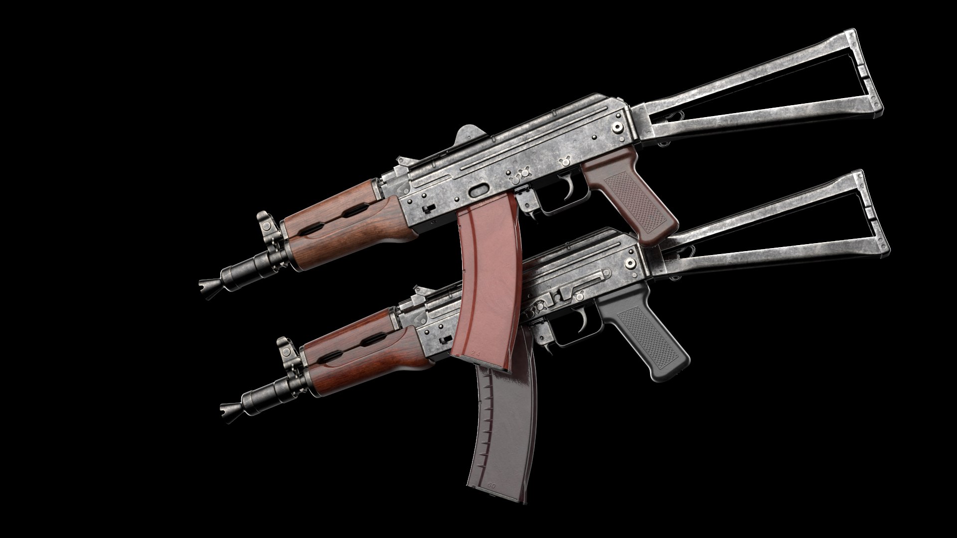 AKS-74U AKS-74UN Kalashnikov Assault Carbine Rifle Game Ready 3D model ...