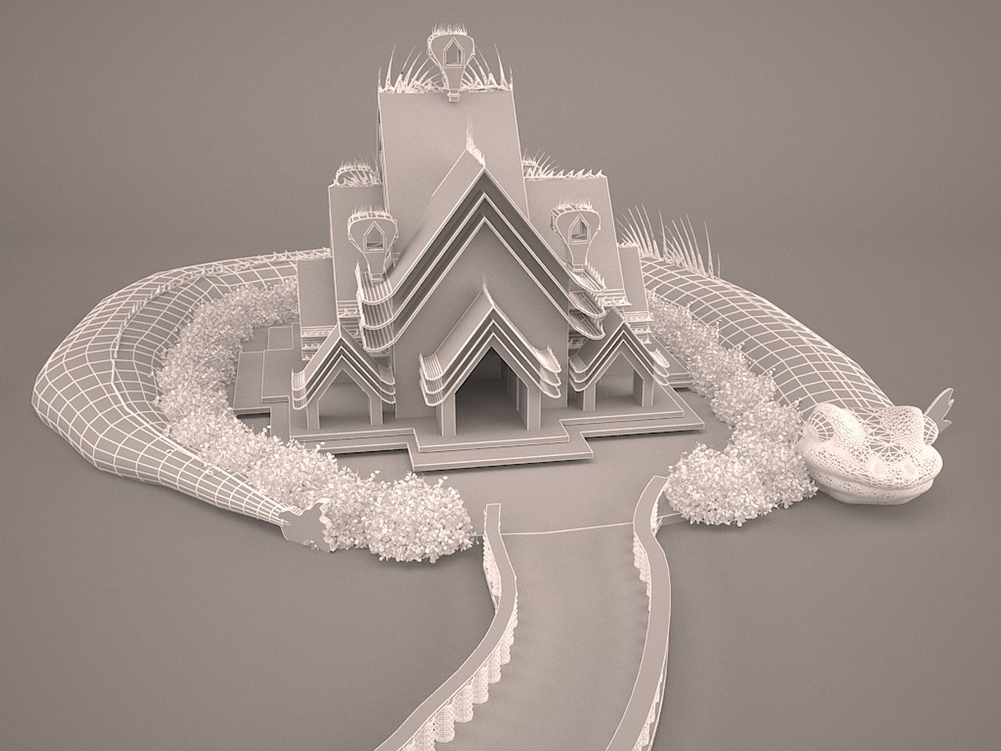 3D Model Chinese Thailand Temple - TurboSquid 1487653