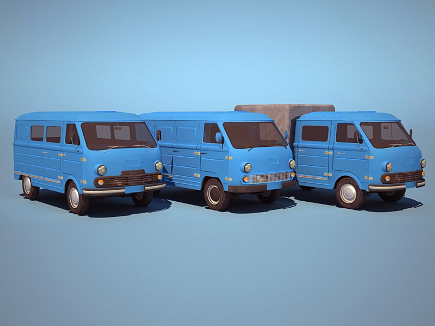 3d Commercial Van Low-poly Model