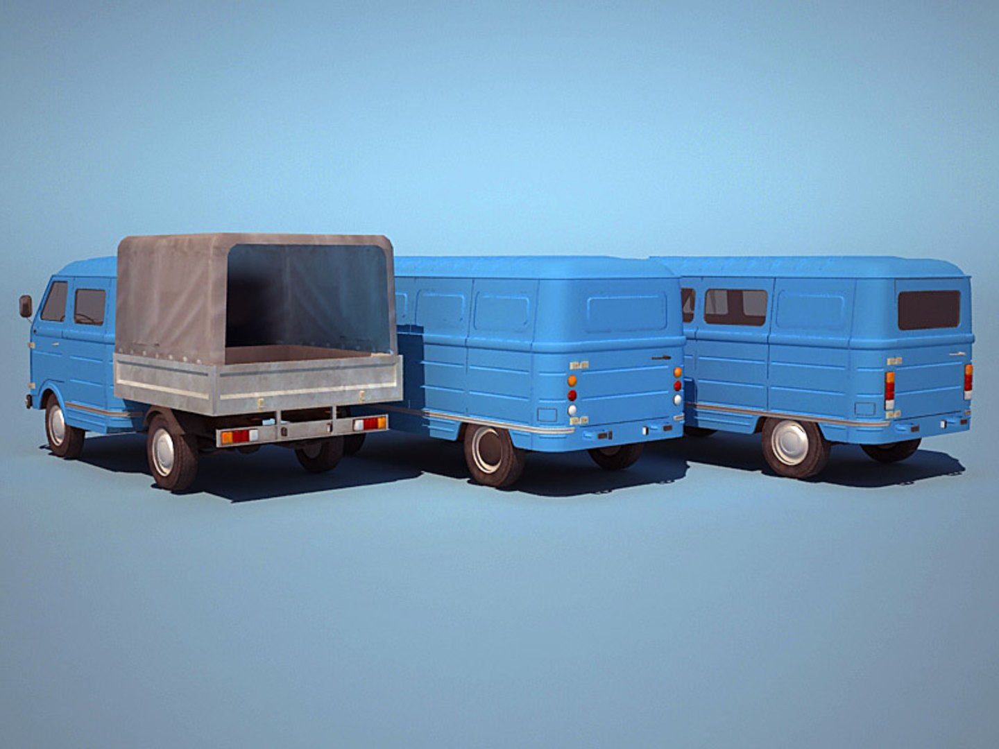 3d Commercial Van Low-poly Model