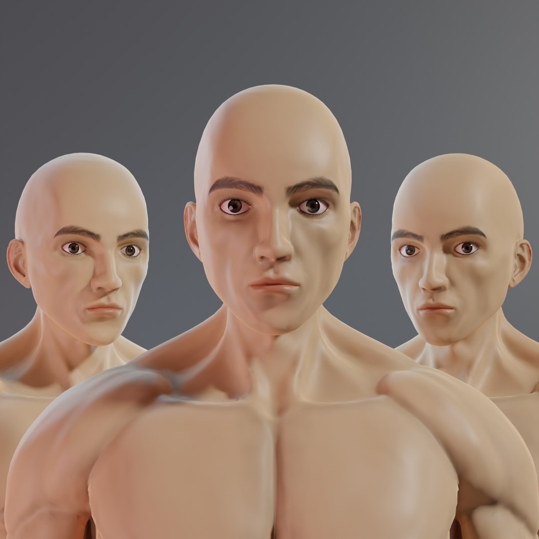 Realistic Male Muscular Character Game-Ready Highly Detailed 3D ...
