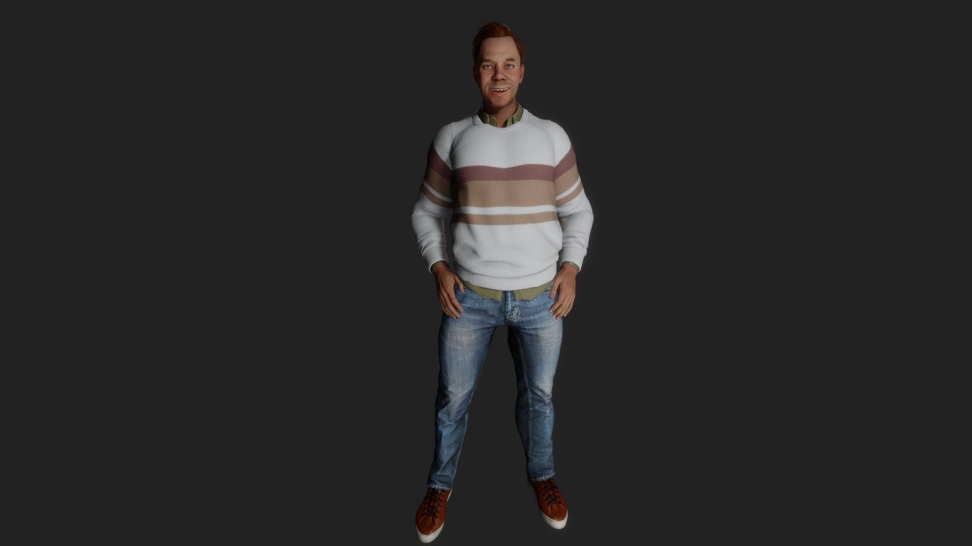Realistic 3D Character Model Of A Cheerful 50-Year-Old Man 3D Model ...