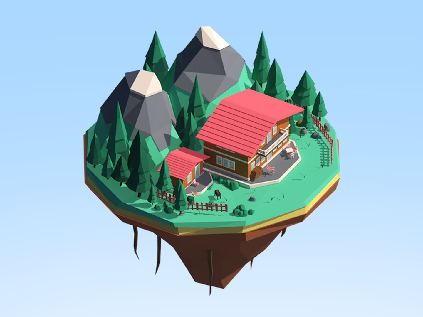 3D model illustration mount house asset - TurboSquid 1361945