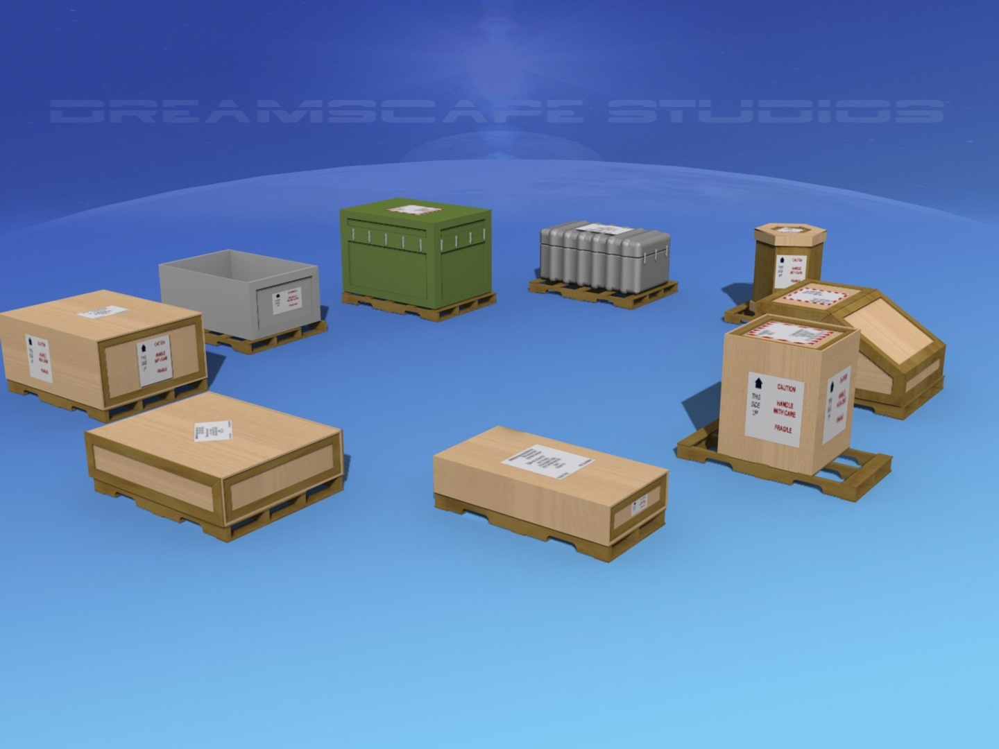 shipping crates 3d 3ds