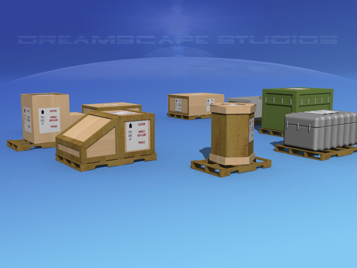 shipping crates 3d 3ds