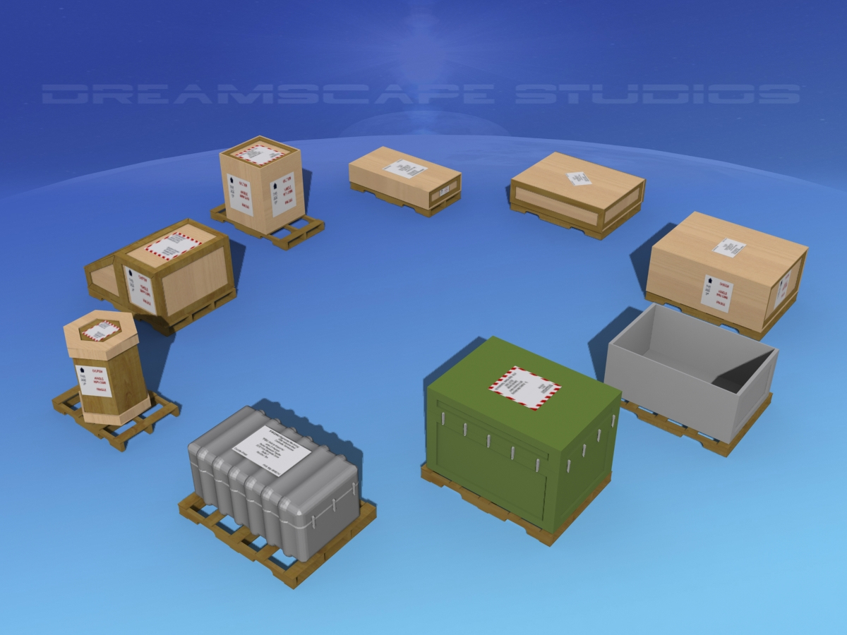 shipping crates 3d 3ds