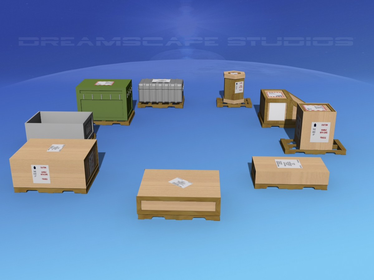 shipping crates 3d 3ds