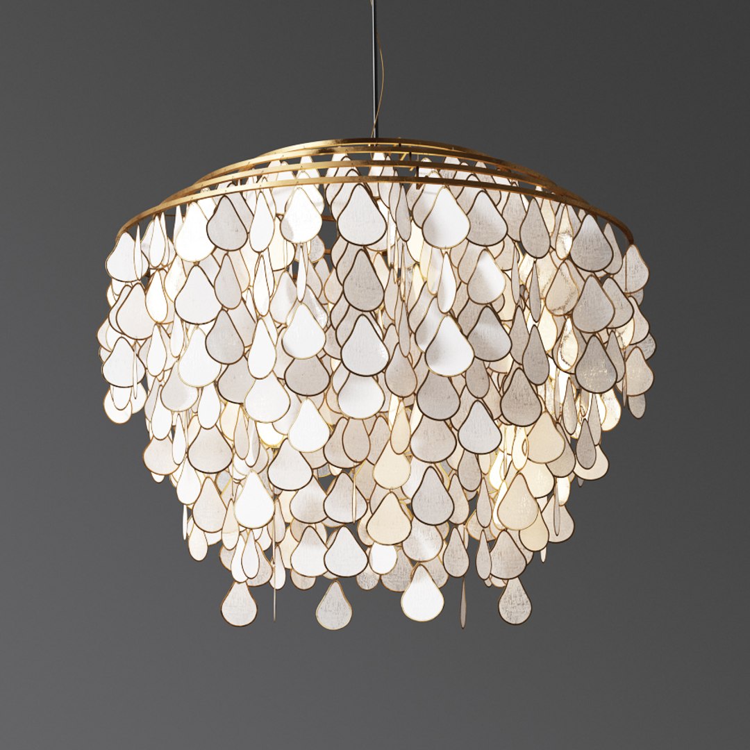 3D Teardrops Capiz Chandelier Model - TurboSquid 1618198