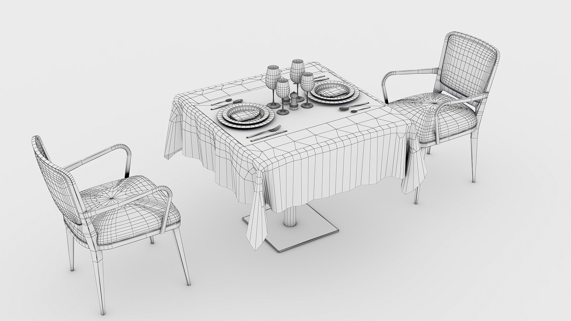 3D Classic Restaurant Table Style Vray Model - TurboSquid 2209498