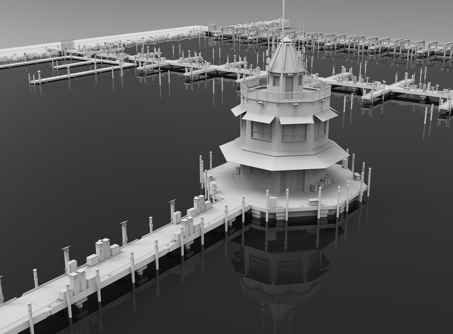 3D floating pier model - TurboSquid 1698555