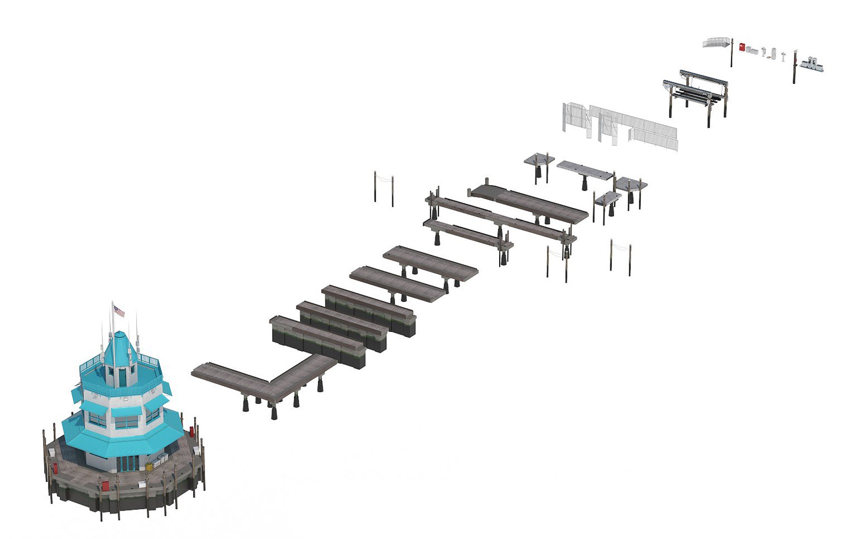 3D floating pier model - TurboSquid 1698555
