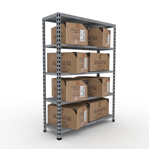 Low Poly Metal Steel Shelf and Cardboard Boxes 3D model - TurboSquid ...