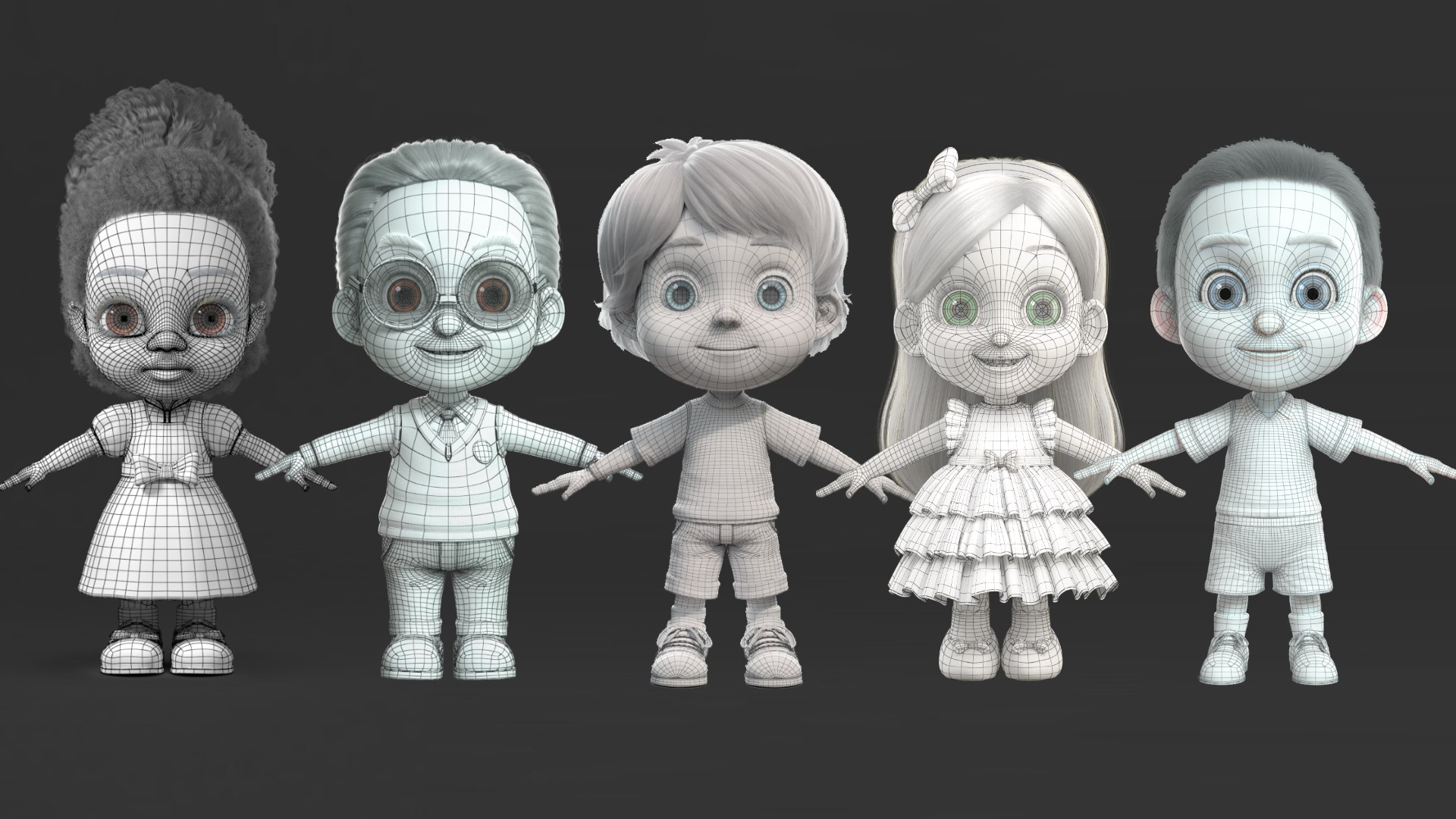 3D Cartoon Friends - TurboSquid 1990466