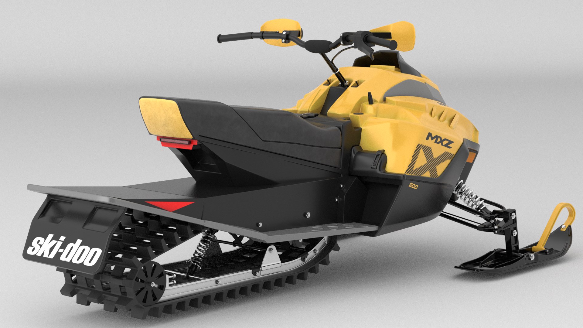 Snowmobile Ski-Doo MXZ 200 Black-Yellow 2025 3D - TurboSquid 2298136