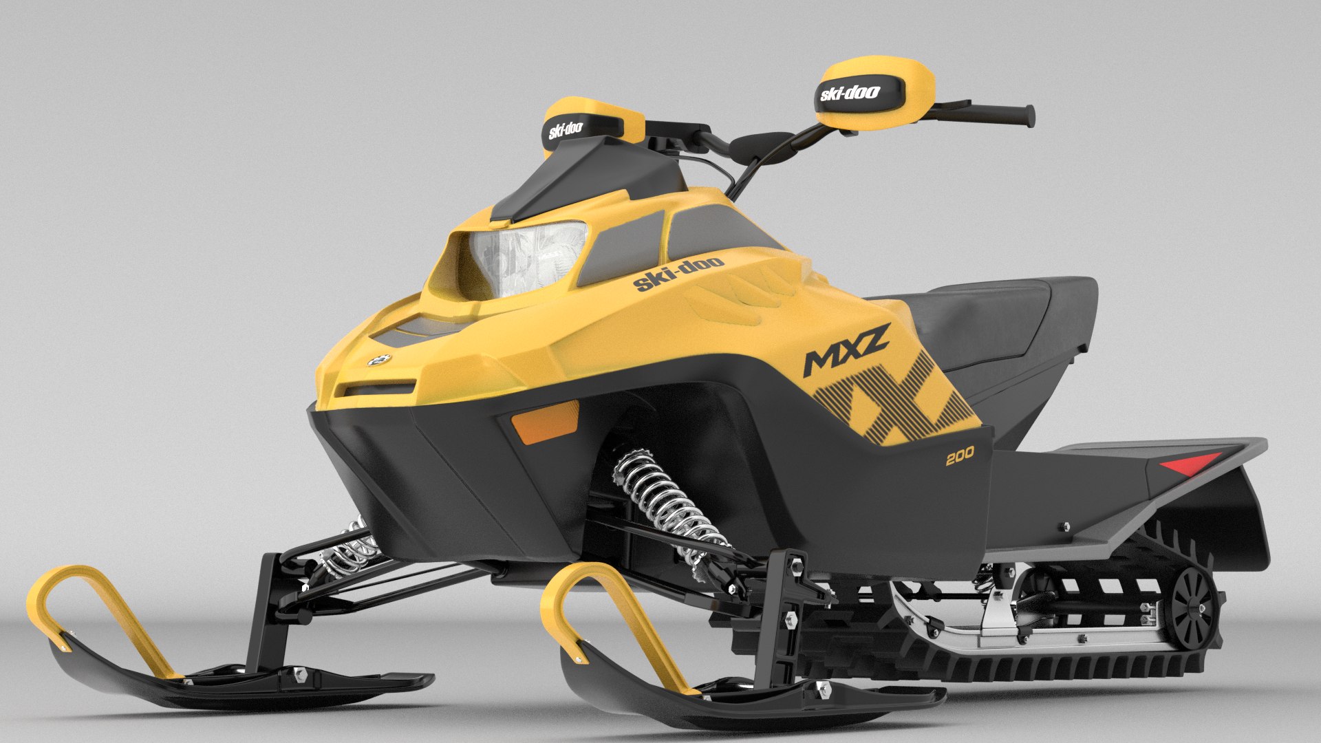 Snowmobile Ski-Doo MXZ 200 Black-Yellow 2025 3D - TurboSquid 2298136