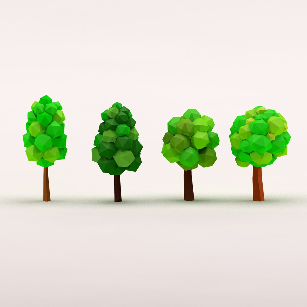 Cartoon Trees 3d Model