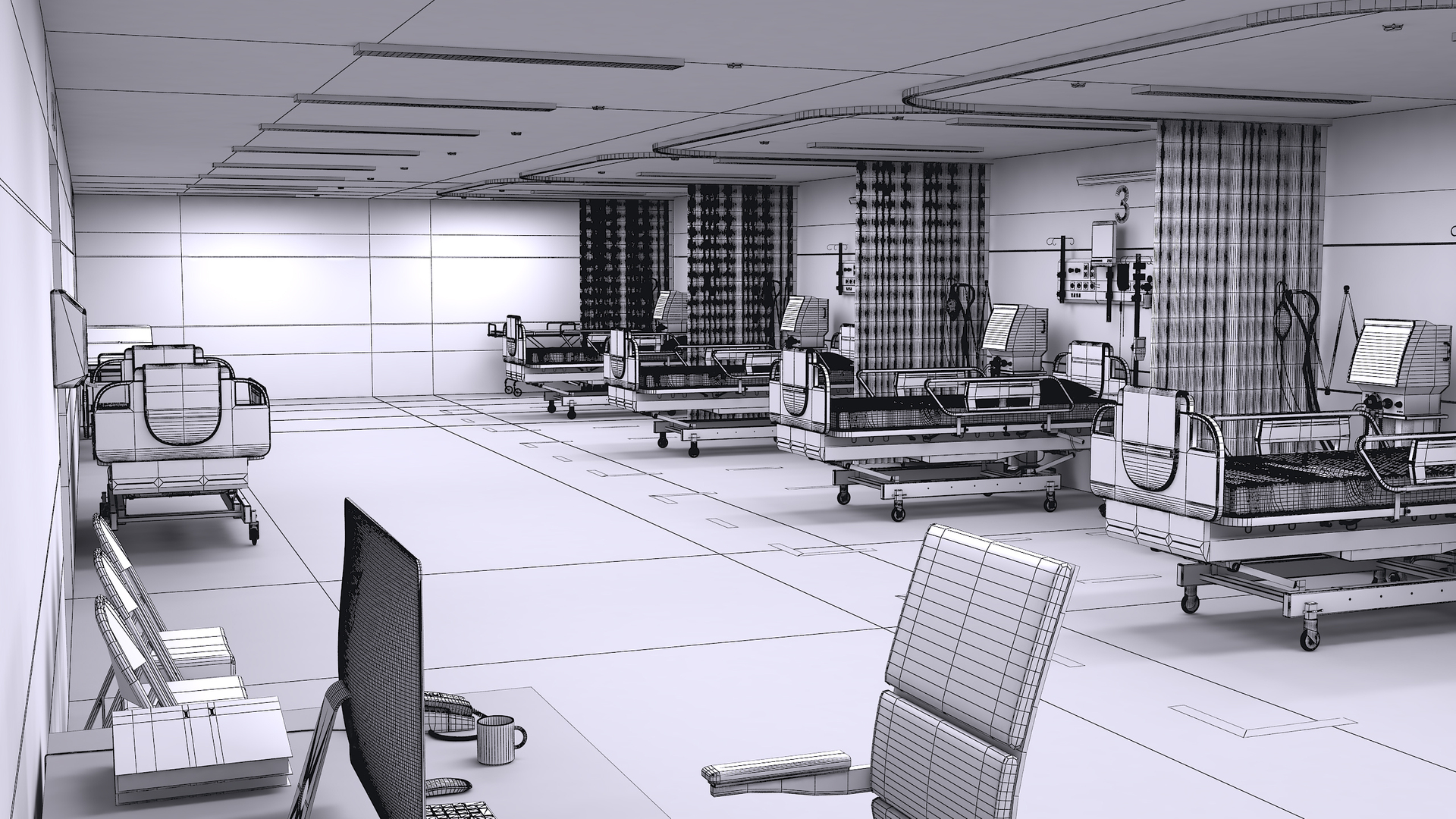 3D Hospital Ward Interior - TurboSquid 1860049