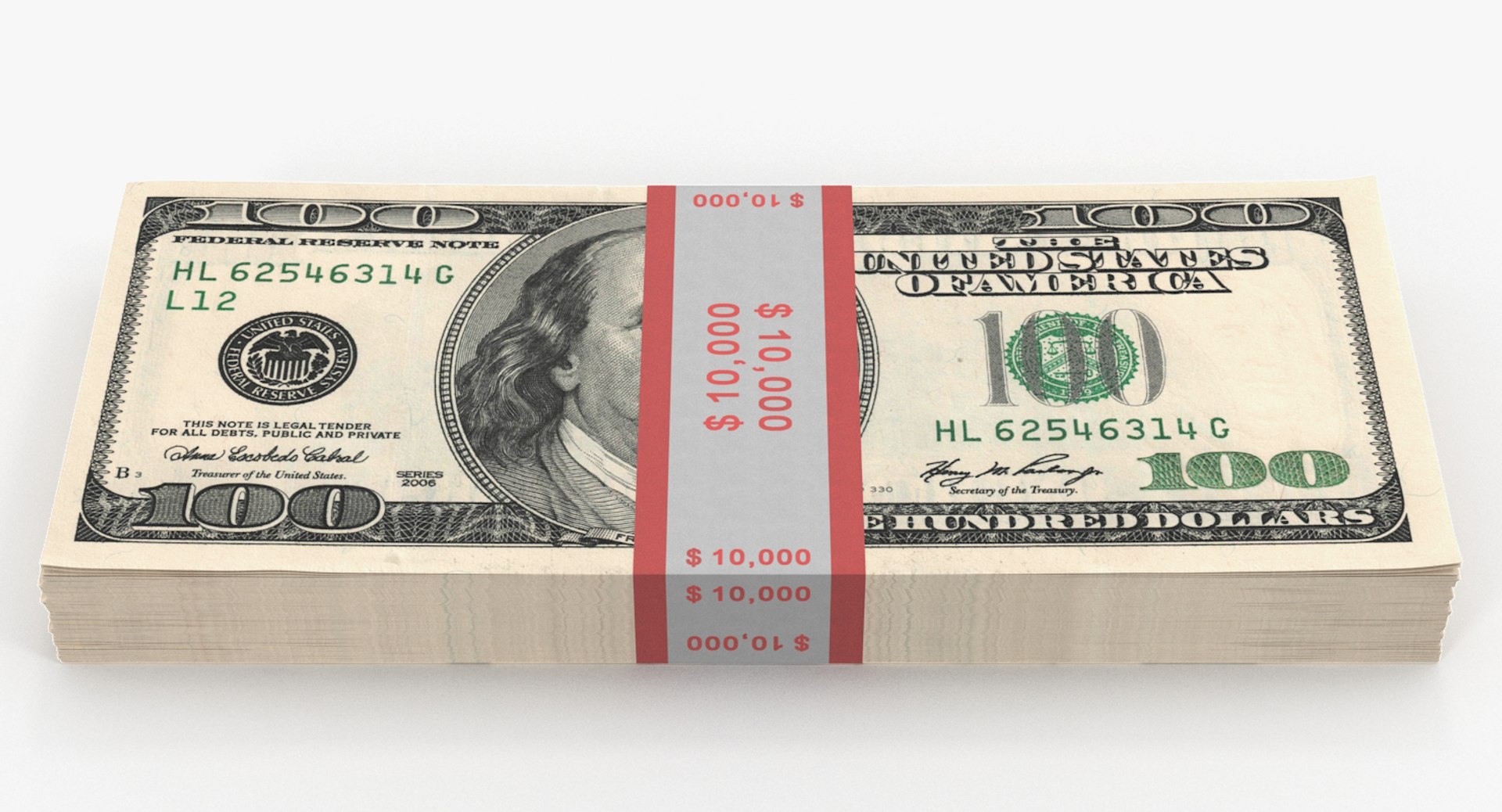 3D 100 dollar bills pack - TurboSquid 1230752
