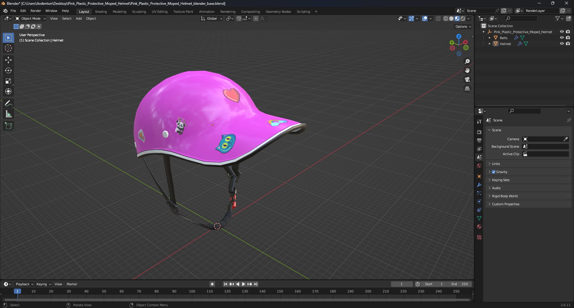 3D Model Pink Plastic Protective Moped Helmet - TurboSquid 2287206