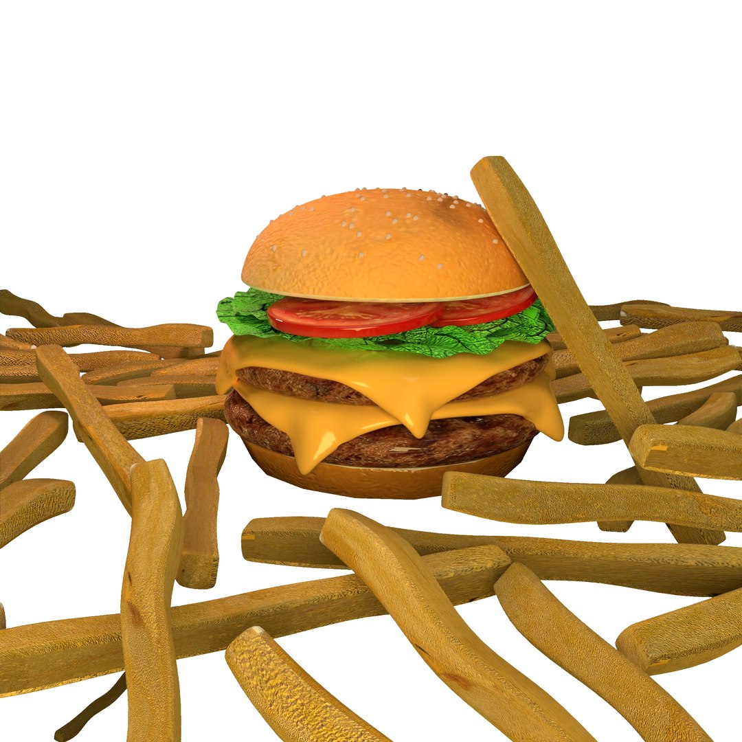 3D Model Burger And Chips - TurboSquid 2247802