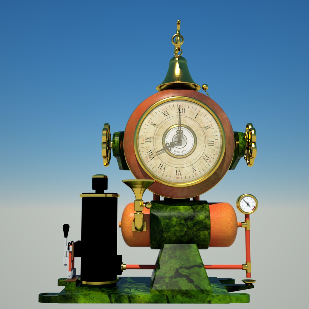 steampunk clock 1 3d model