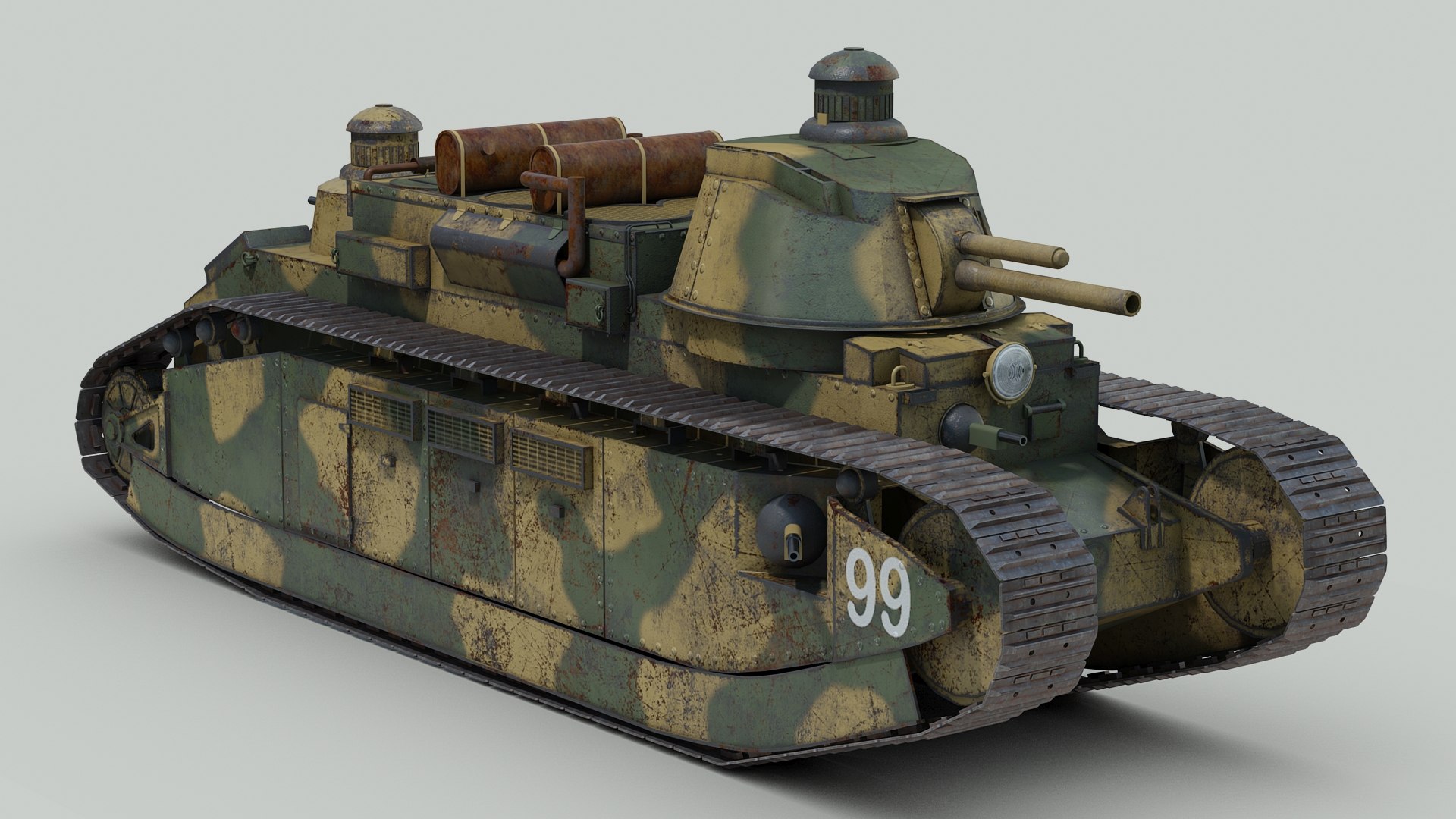 3D Ww2 Tank Char Fcm Model - TurboSquid 1472030