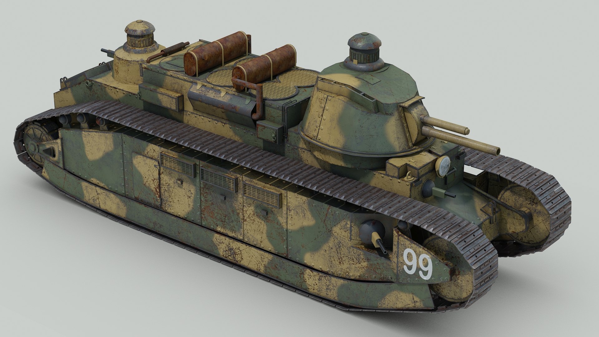3D Ww2 Tank Char Fcm Model - TurboSquid 1472030