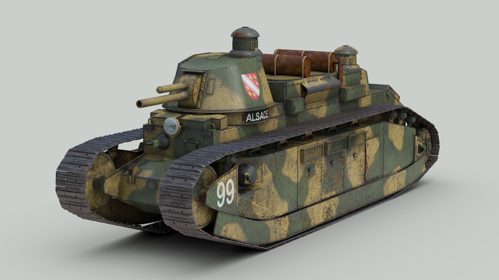3D Ww2 Tank Char Fcm Model - TurboSquid 1472030