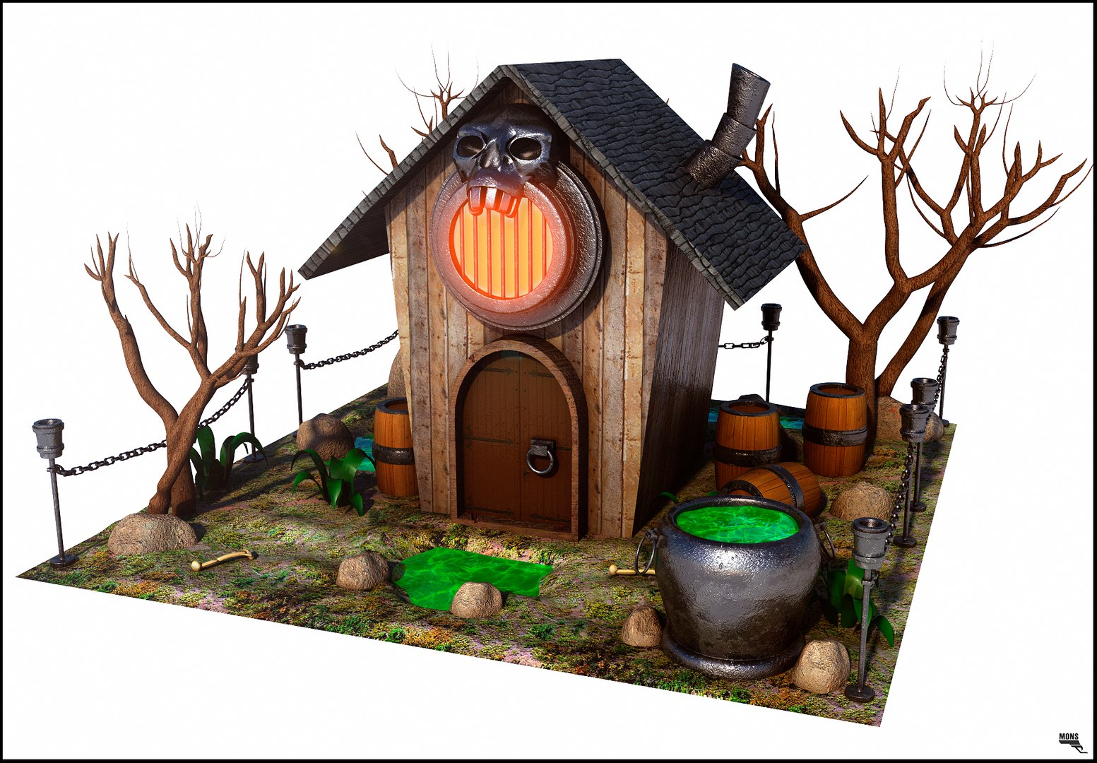 Cartoon Witch House 3d Model